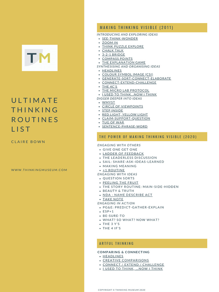 Ultimate Thinking Routines List | PDF