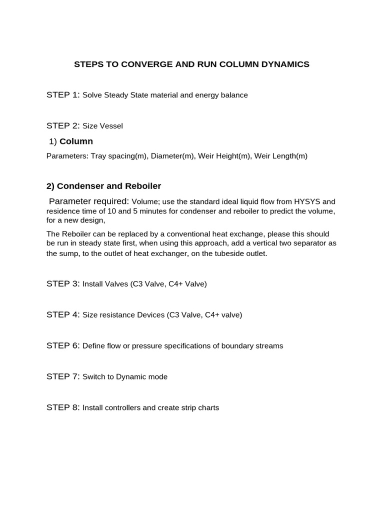 Steps to Converge Column Dynamics | PDF