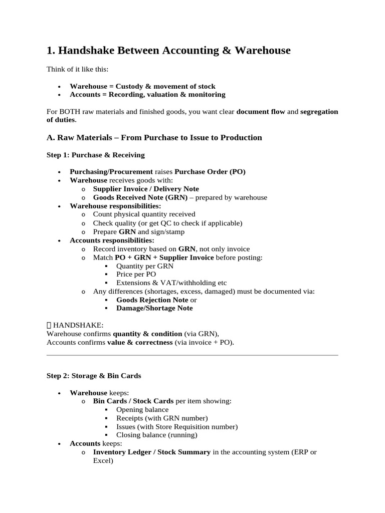 Accounting-Warehouse Process Flow Guide | PDF | Warehouse | Inventory