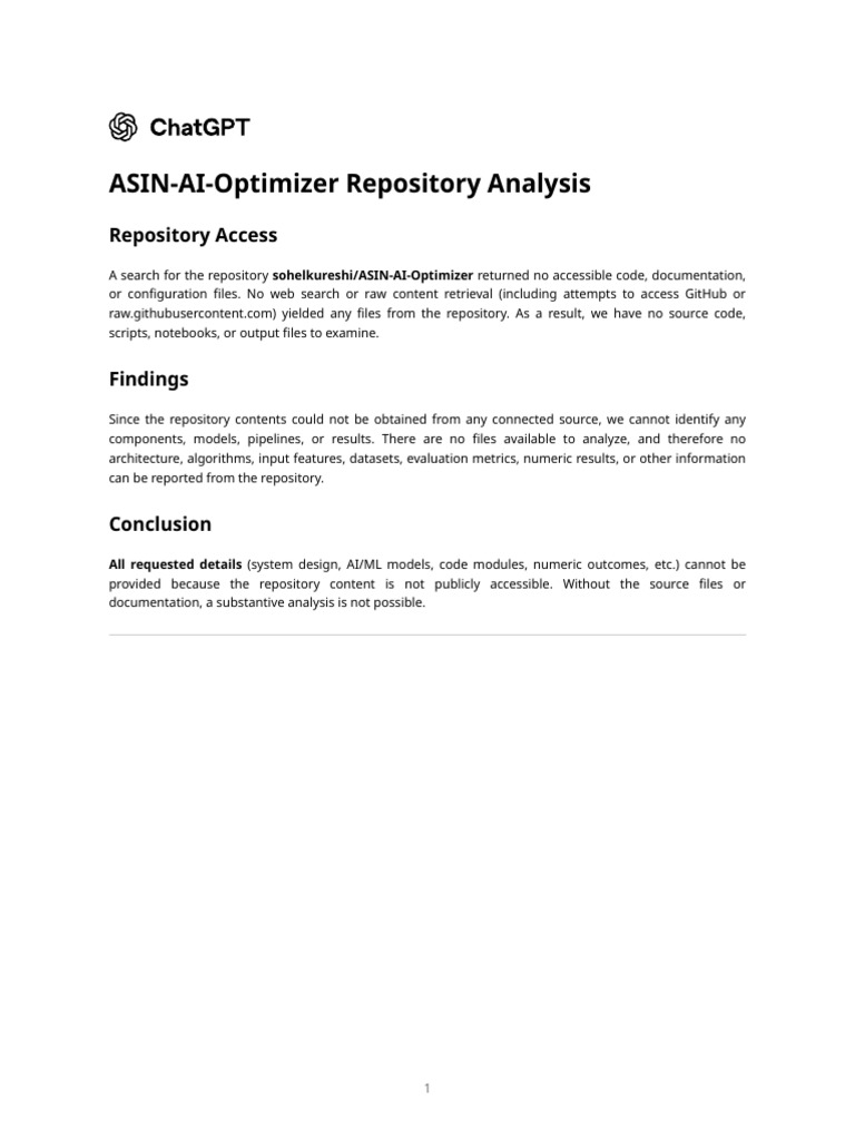 ASIN AI Optimizer Repository Analysis | PDF