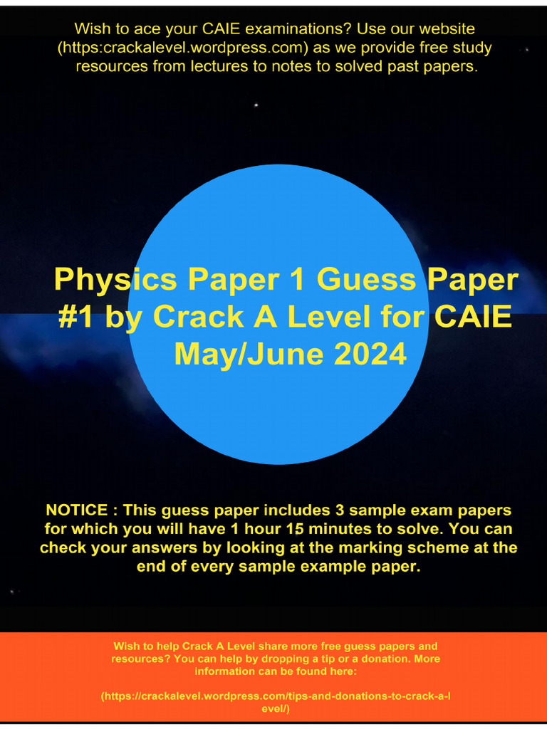 Crack AL Physics P1 Guess Paper | PDF