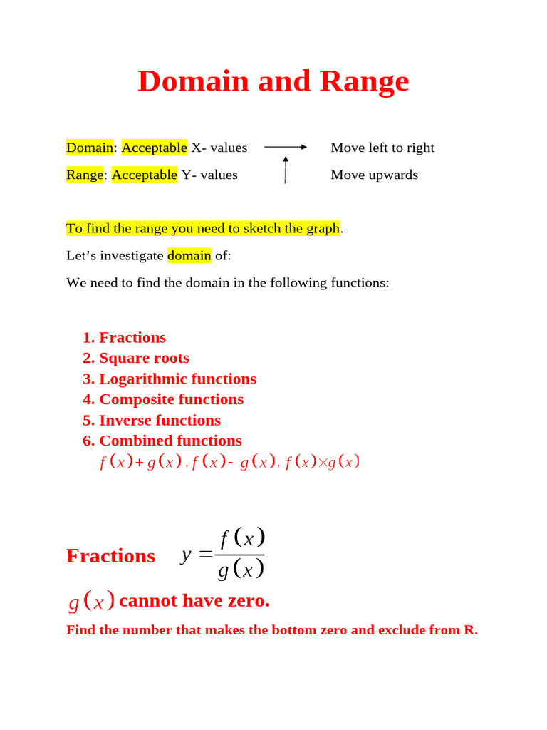 Domain and Range Complete | PDF | Function (Mathematics) | Functions ...