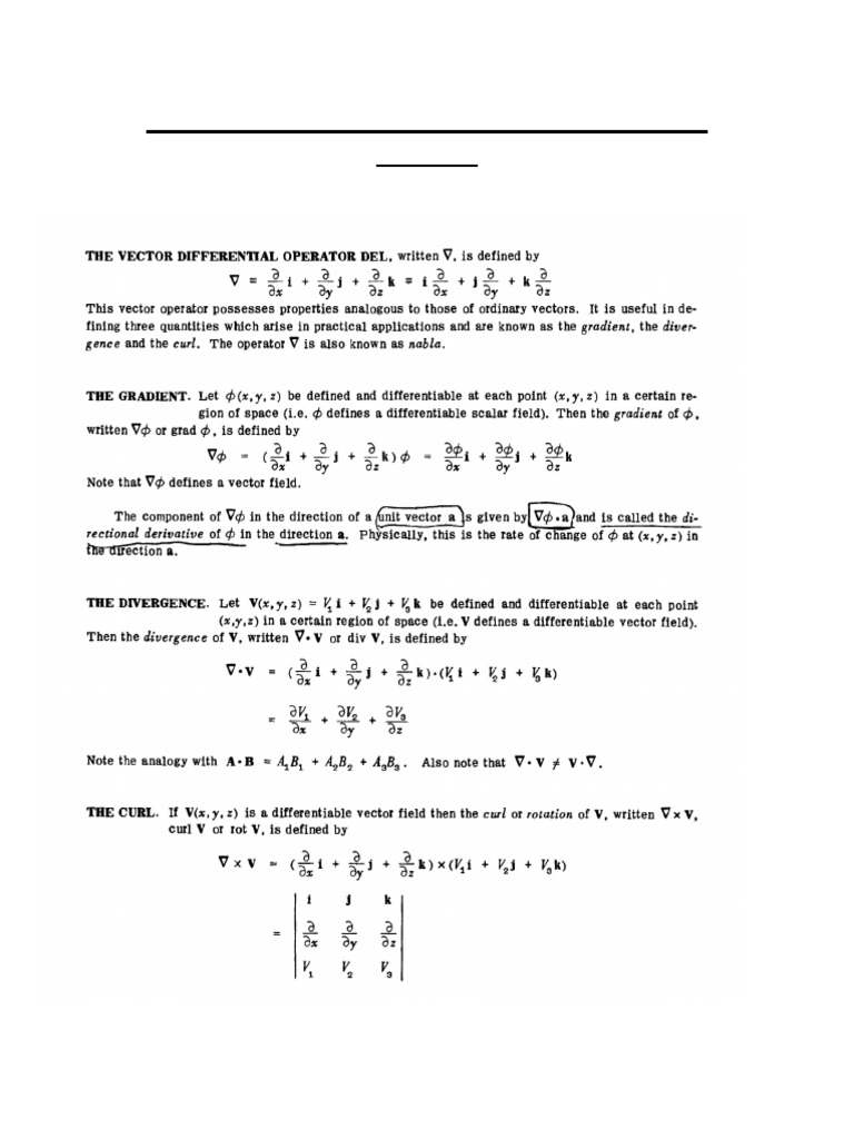 Reading Materials - Divergence, Gradient, Curl | PDF
