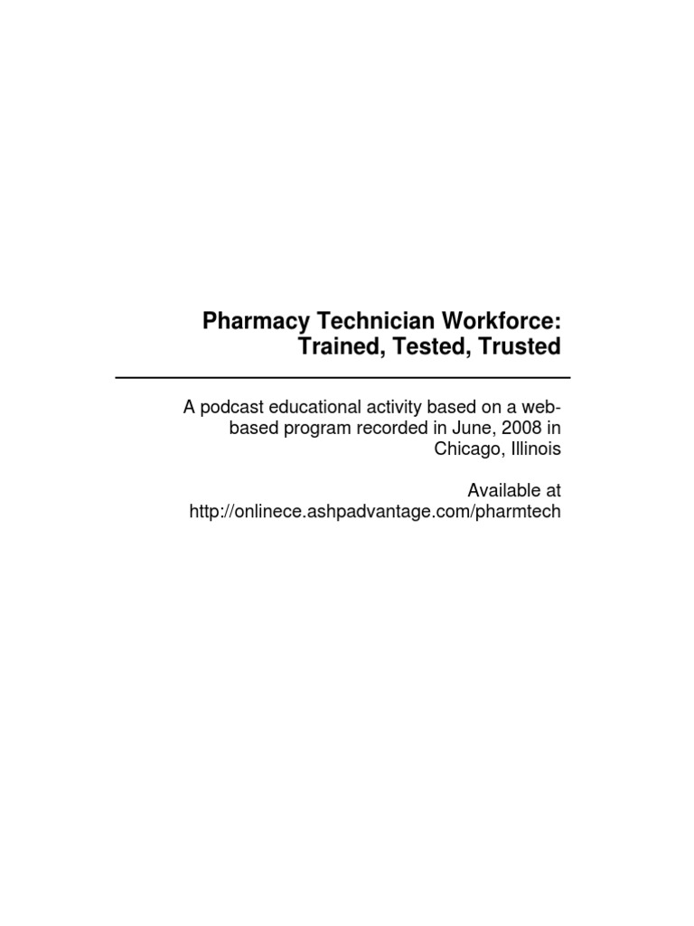 Pharmacy Tech Workforce Handout | Download Free PDF | Pharmacy | Pharmacist