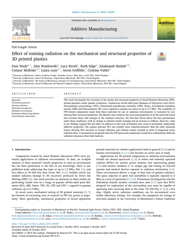 Effect of Ionising Radiation On The Mechanical and Structural ...