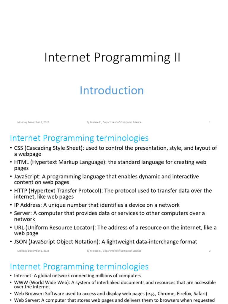 Unit 1 - Introduction To Internet Programming | PDF | World Wide Web | Internet & Web