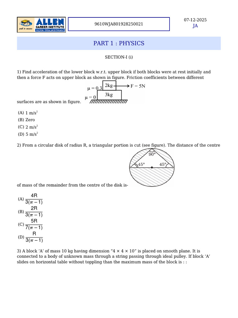 Solution | PDF | Force | Chemical Reactions