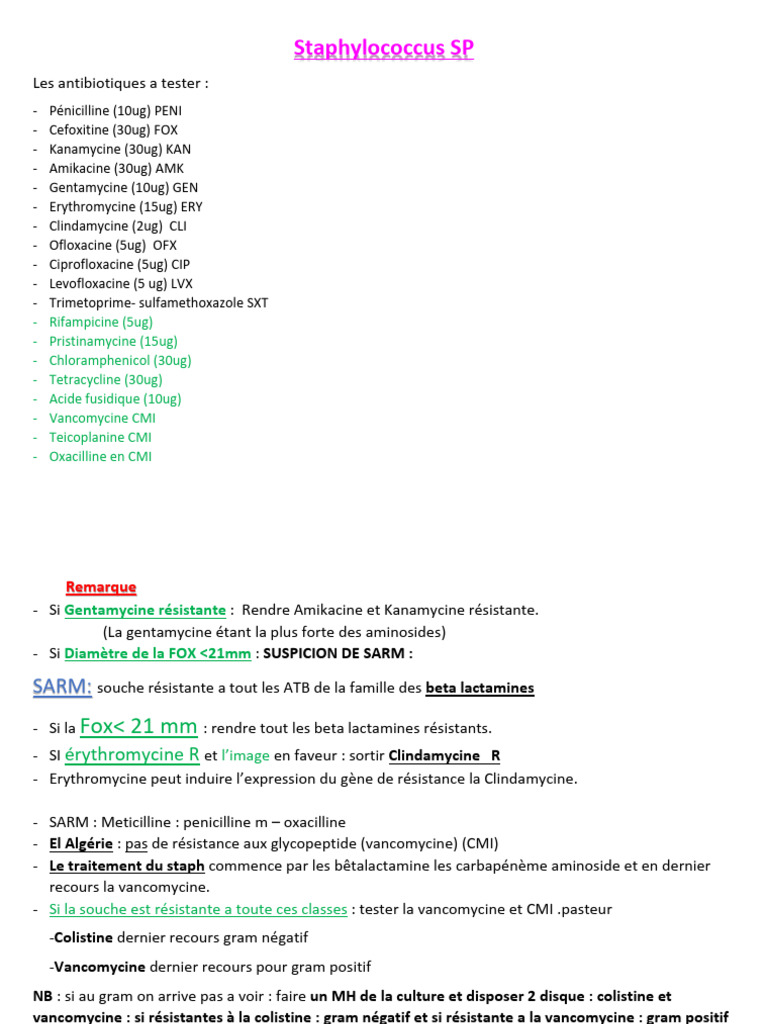 Antibiotiques et résistance Staphylococcus | PDF | Produits de la ...