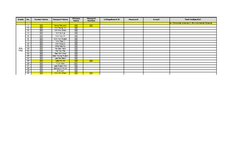 2024 AP Name & Subject List - (G10) | PDF