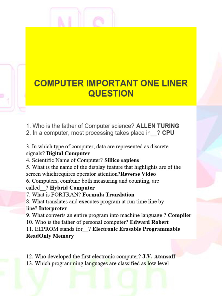 Computer Science Key Concepts Quiz | PDF | Computer Data Storage ...