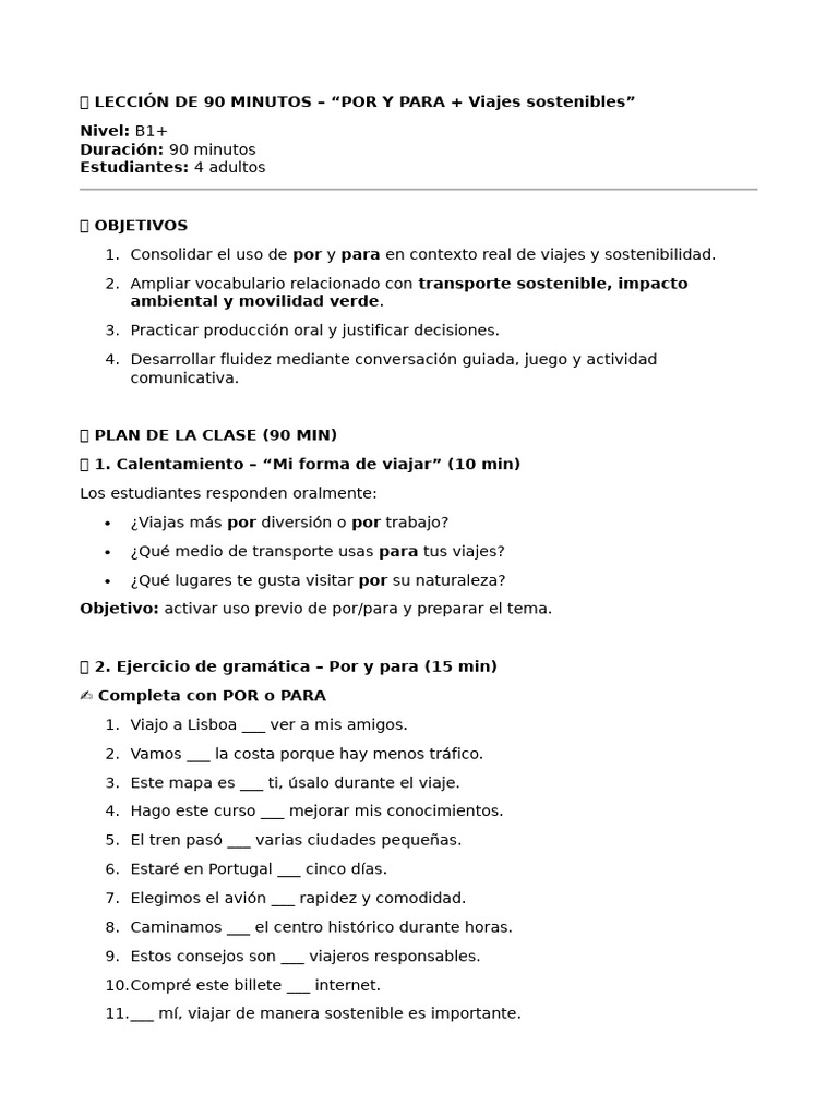 Plan de Leccion | PDF | Transporte sostenible | Sustentabilidad