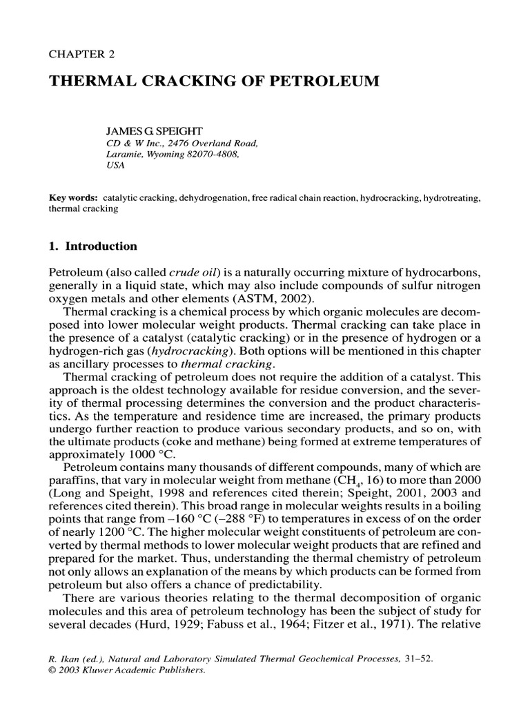 Understanding Thermal Cracking of Petroleum | PDF | Cracking (Chemistry ...