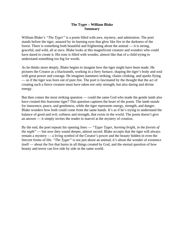 The Tyger - William Blake | PDF