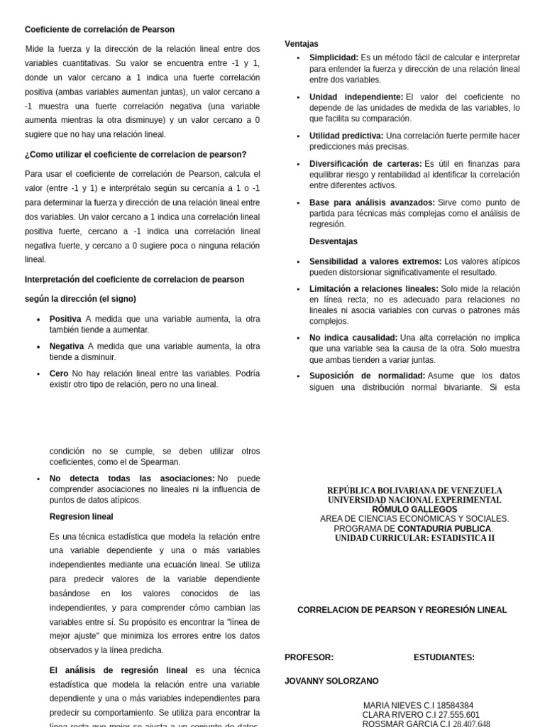 Coeficiente de Correlación de Pearson | PDF | Análisis de regresión ...