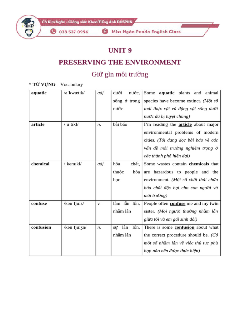 Unit 9 - Preserving The Environment | PDF