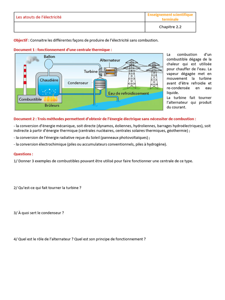 Produire de l'électricité sans combustion | PDF | Centrale électrique ...