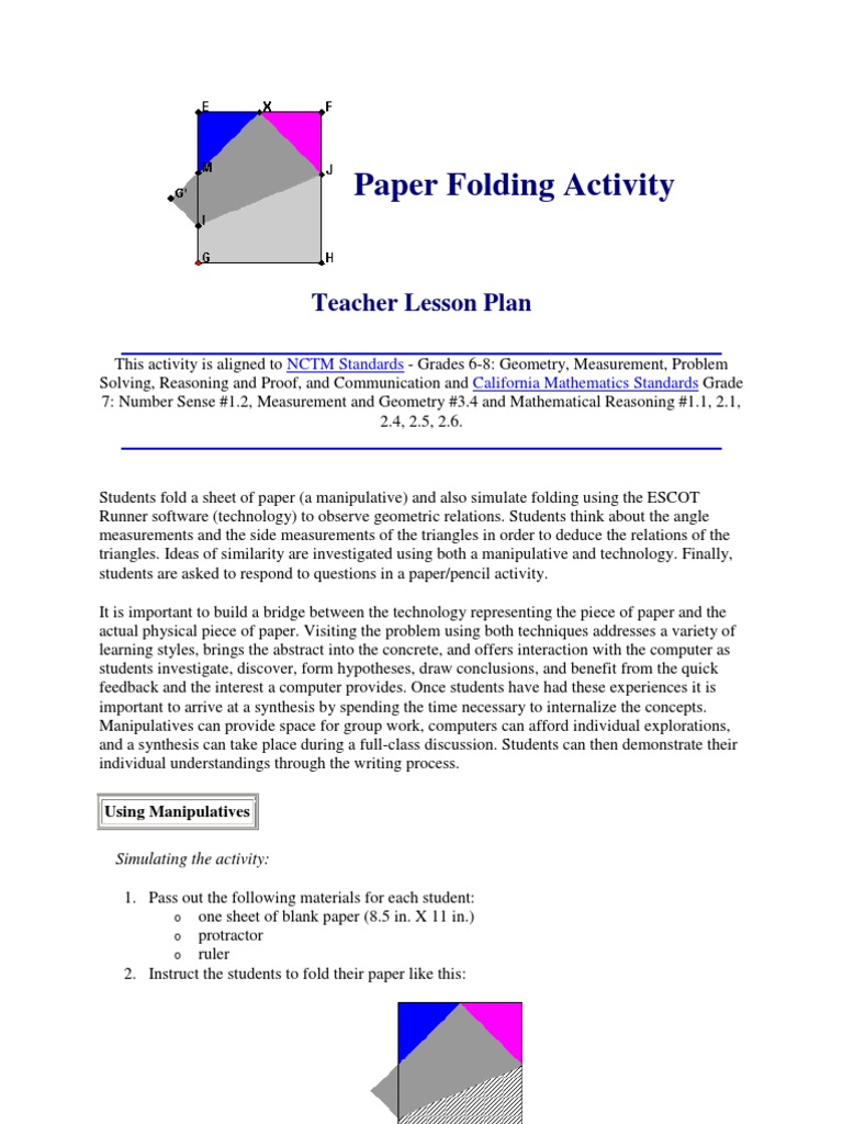 Paper Folding Activity | PDF | Triangle | Geometry