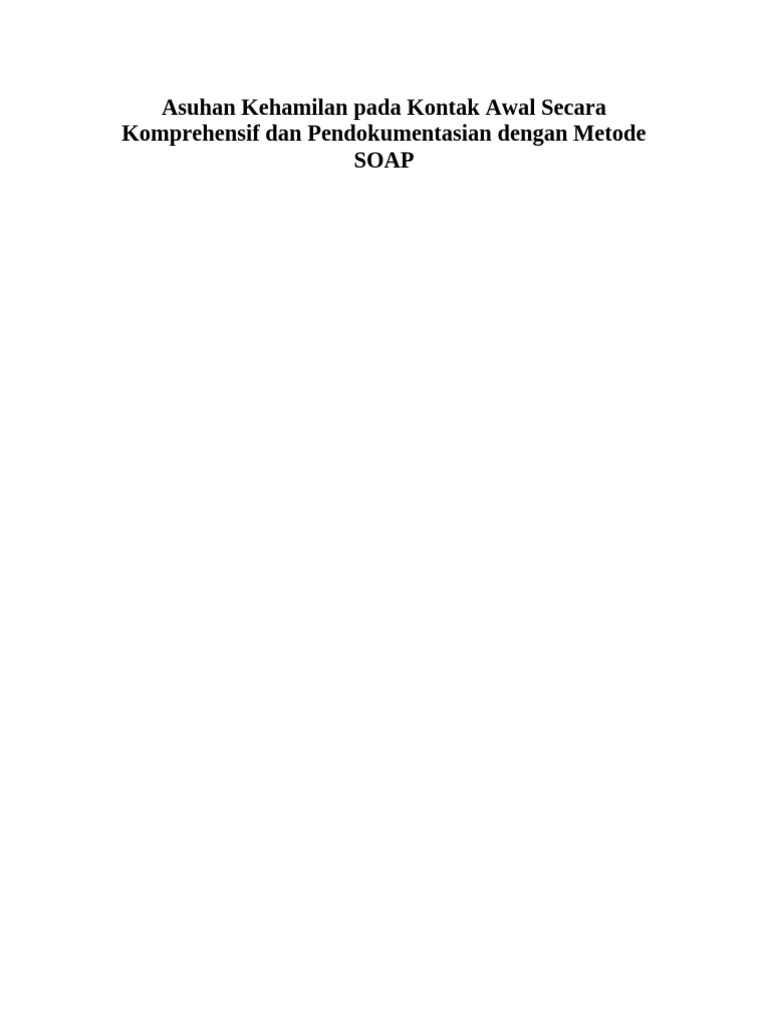 Asuhan Kehamilan Awal Metode SOAP | PDF