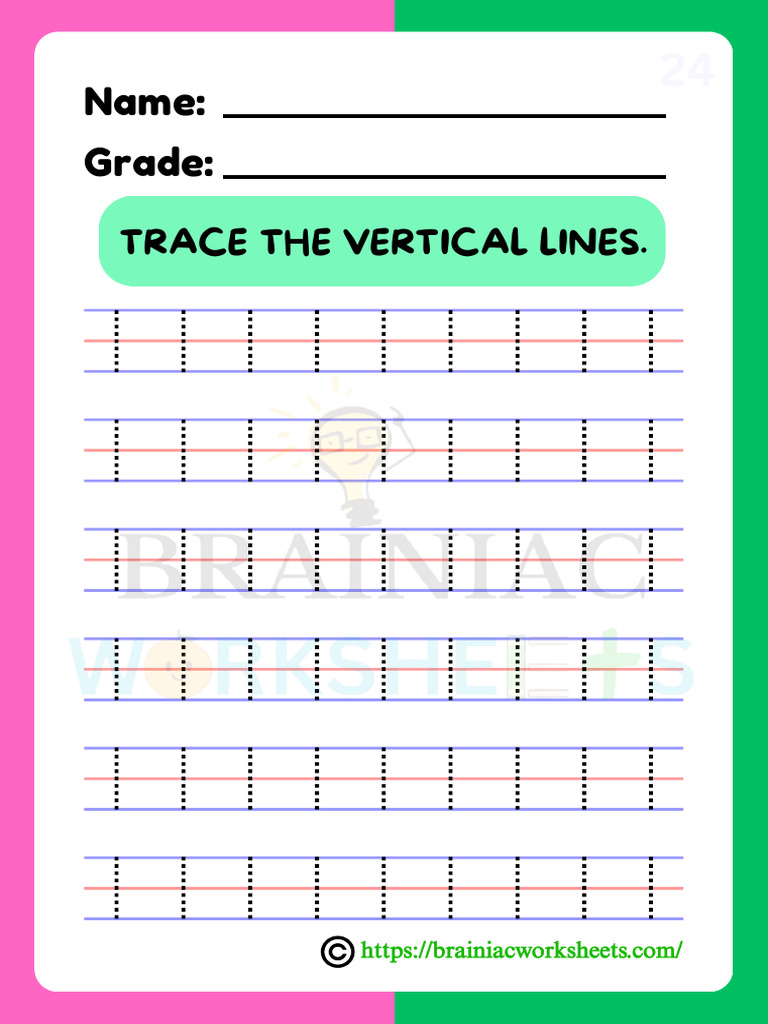 Vertical Lines Tracing Lkg English Worksheet | PDF