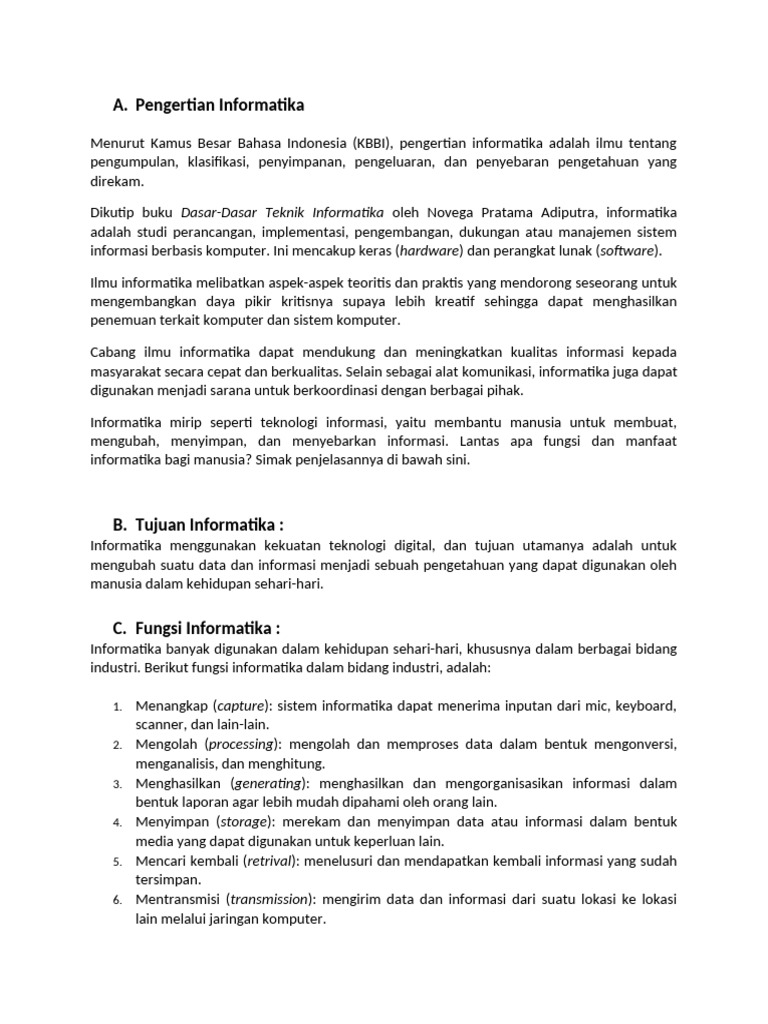 Apa Pengertian Informatika | PDF