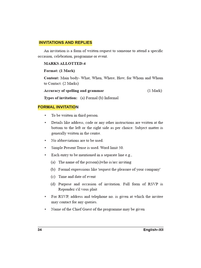 Formal Invitations and Replies Guide | PDF | Linguistics