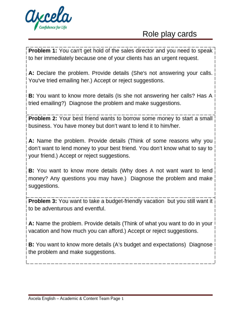 3.role Play Cards | PDF