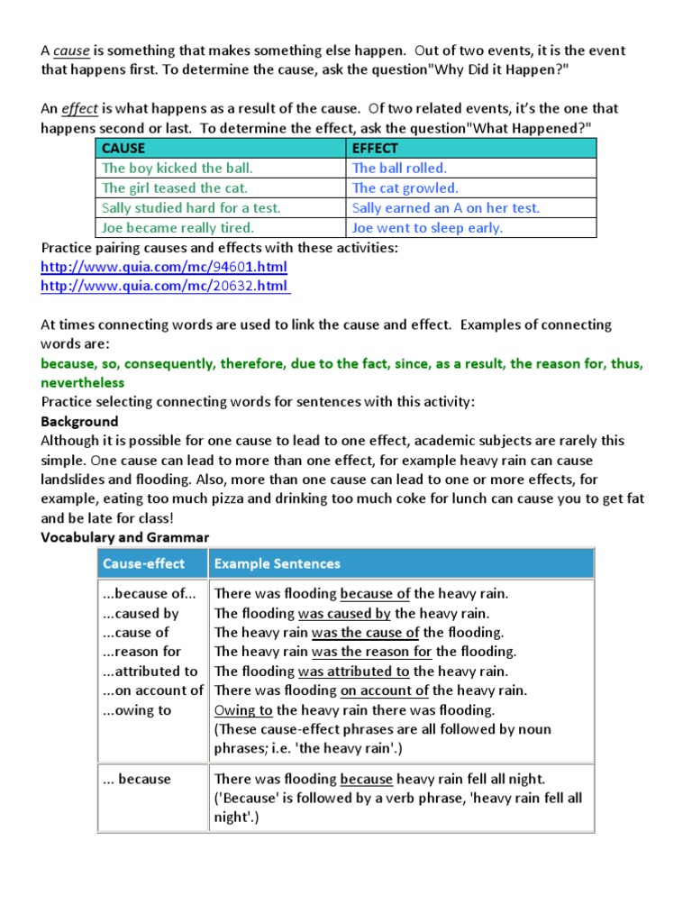 Cause and Effect | PDF | Verb | Linguistics