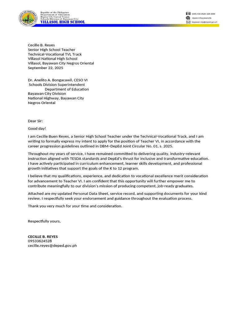 Application Letter | PDF