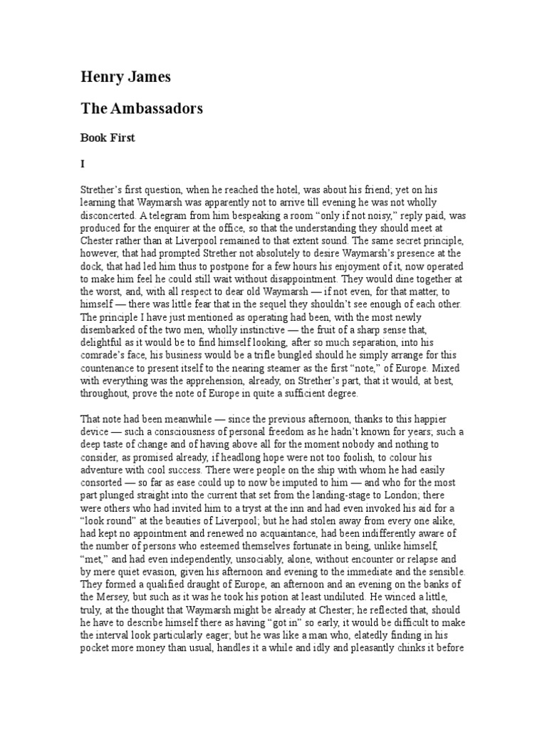 The Ambassadors: Strether's Arrival in Europe | PDF