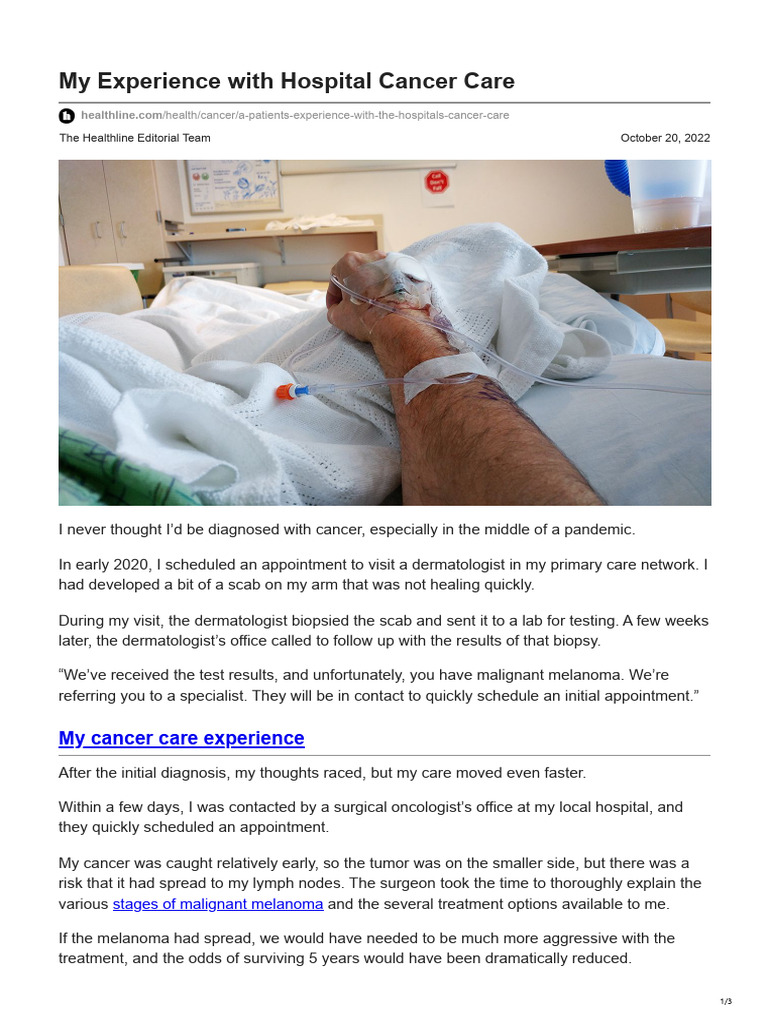 Healthline.com-My Experience With Hospital Cancer Care | PDF | Oncology | Melanoma