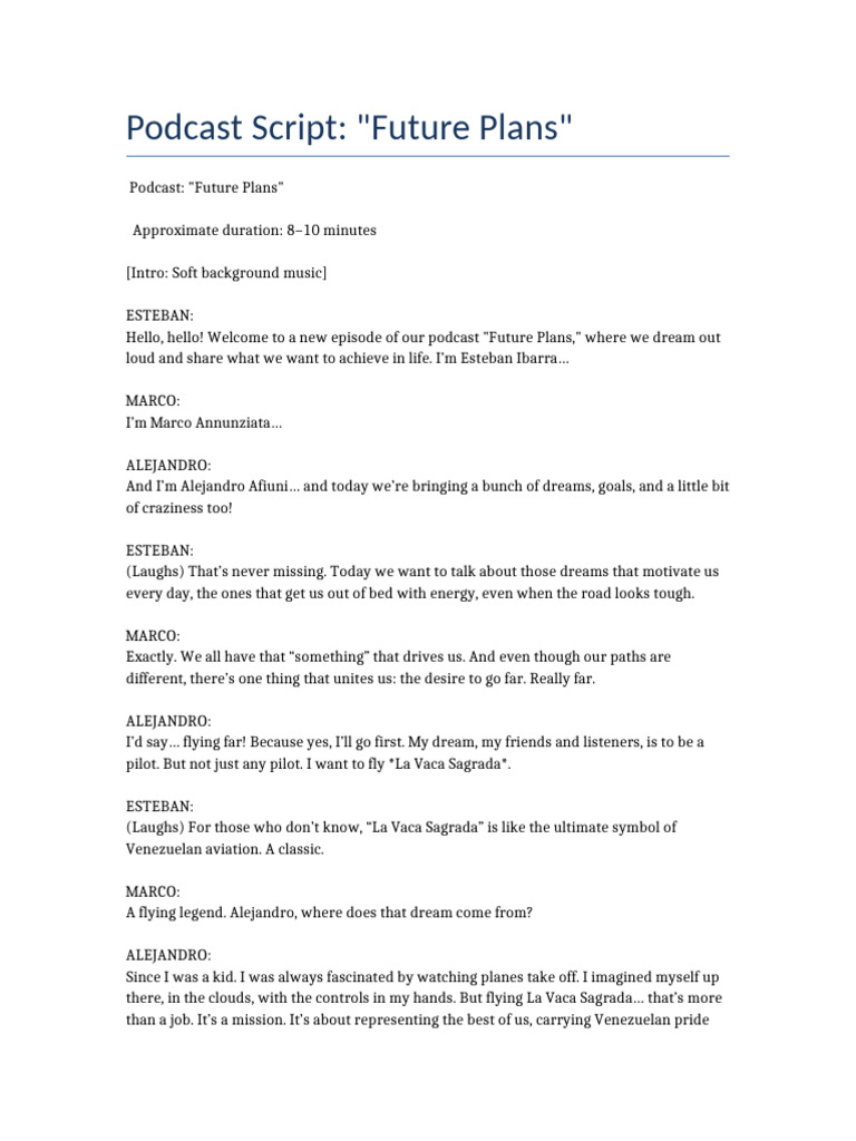 Future Plans Podcast Script | PDF