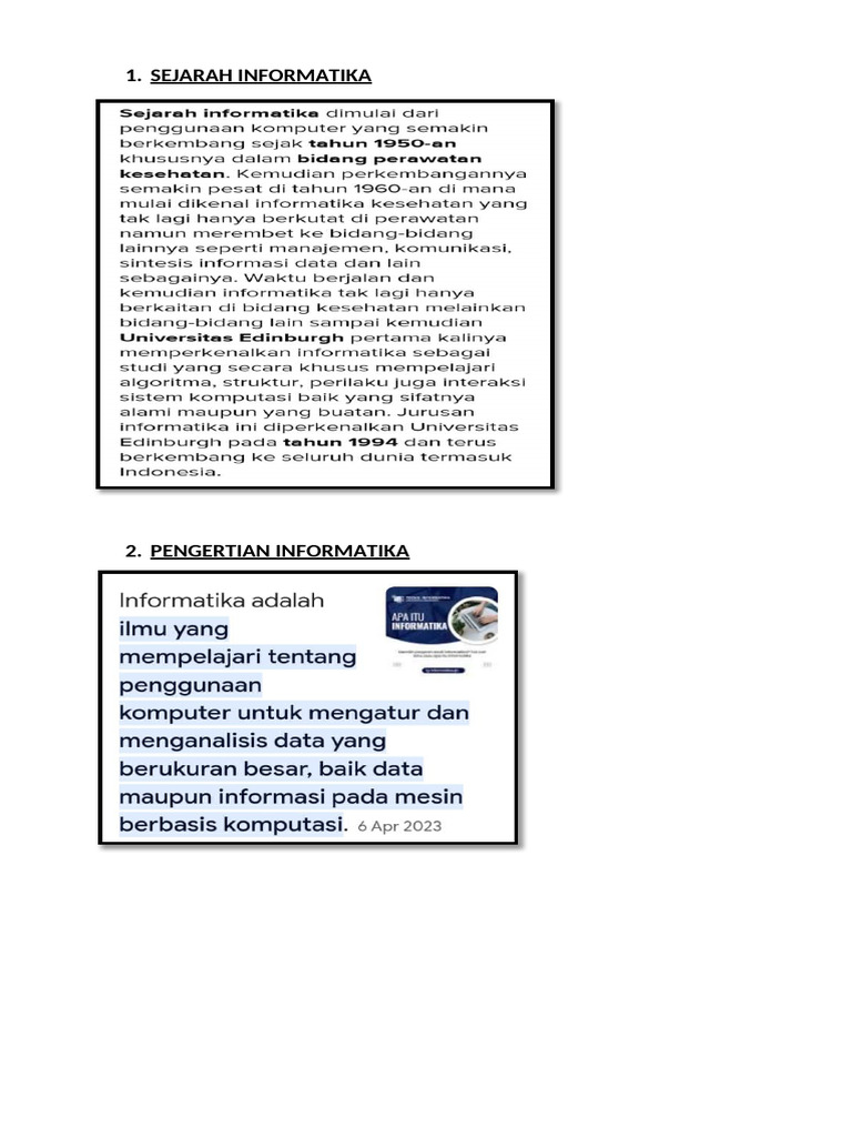 Sejarah dan Manfaat Informatika | PDF
