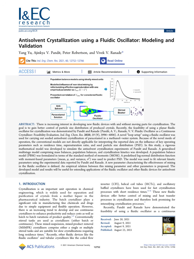 2025-IECR-YuYang-Antisolvent Crystallization Using a Fluidic Oscillator ...