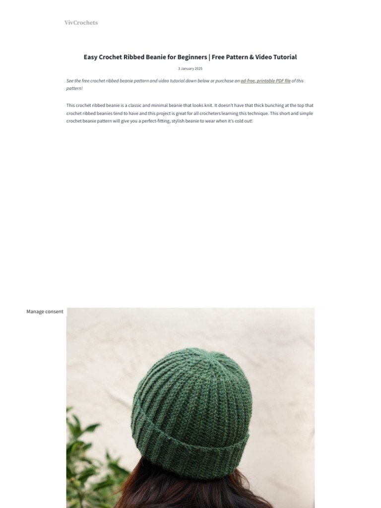 Easy Crochet Ribbed Beanie for Beginners _ Free Pattern & Video ...