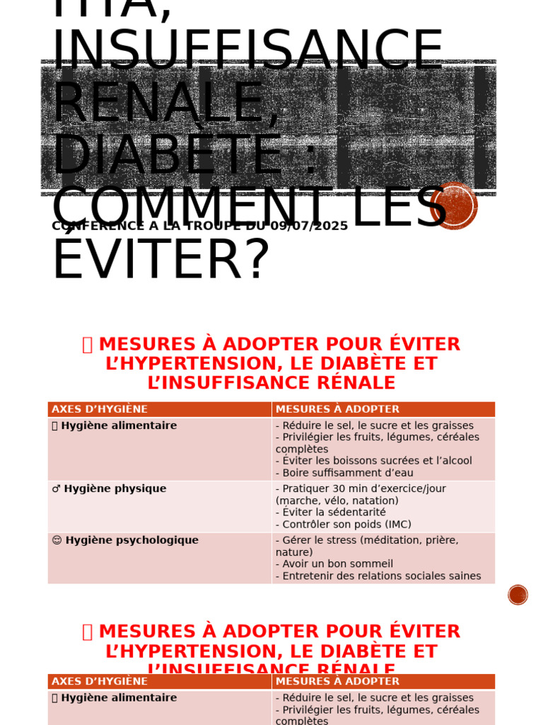 Prévenir HTA, Diabète et Insuffisance Rénale | PDF | Hypertension ...