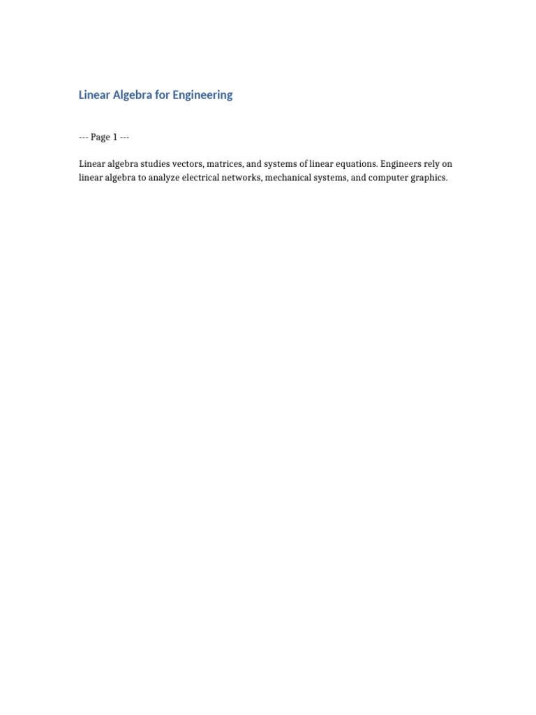 Linear Algebra For Engineering | PDF