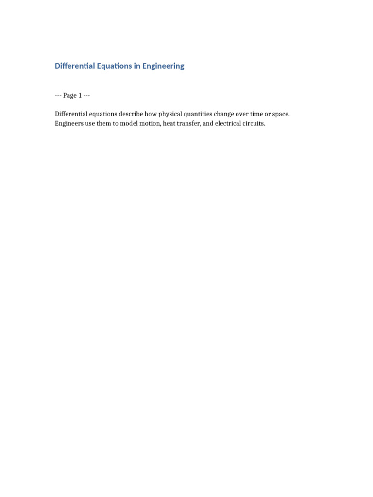 Differential Equations in Engineering | PDF