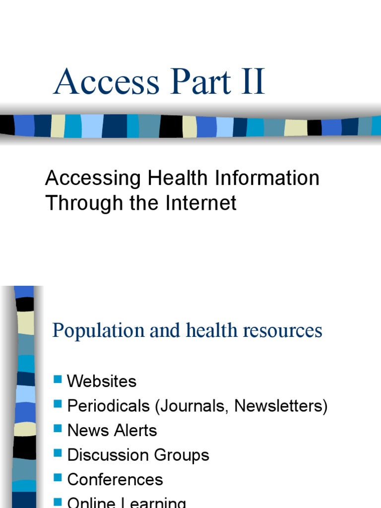 Access Part II: Accessing Health Information Through The Internet | PDF ...