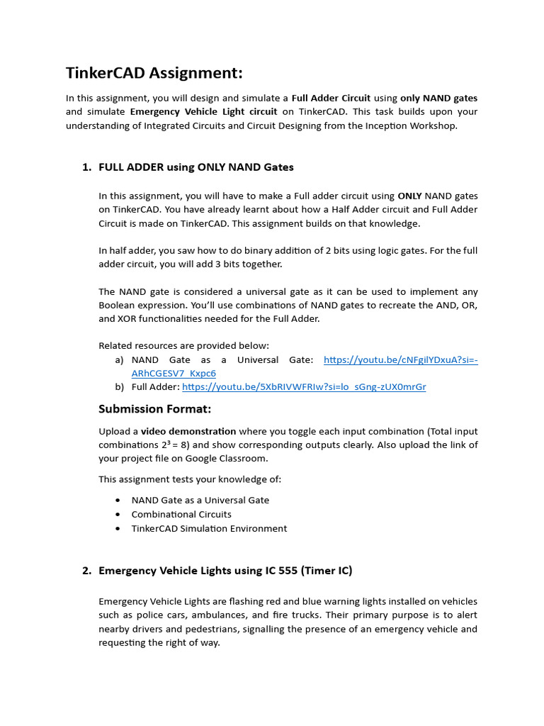 TinkerCAD(Assignment) (3) | PDF | Computer Engineering | Digital Electronics
