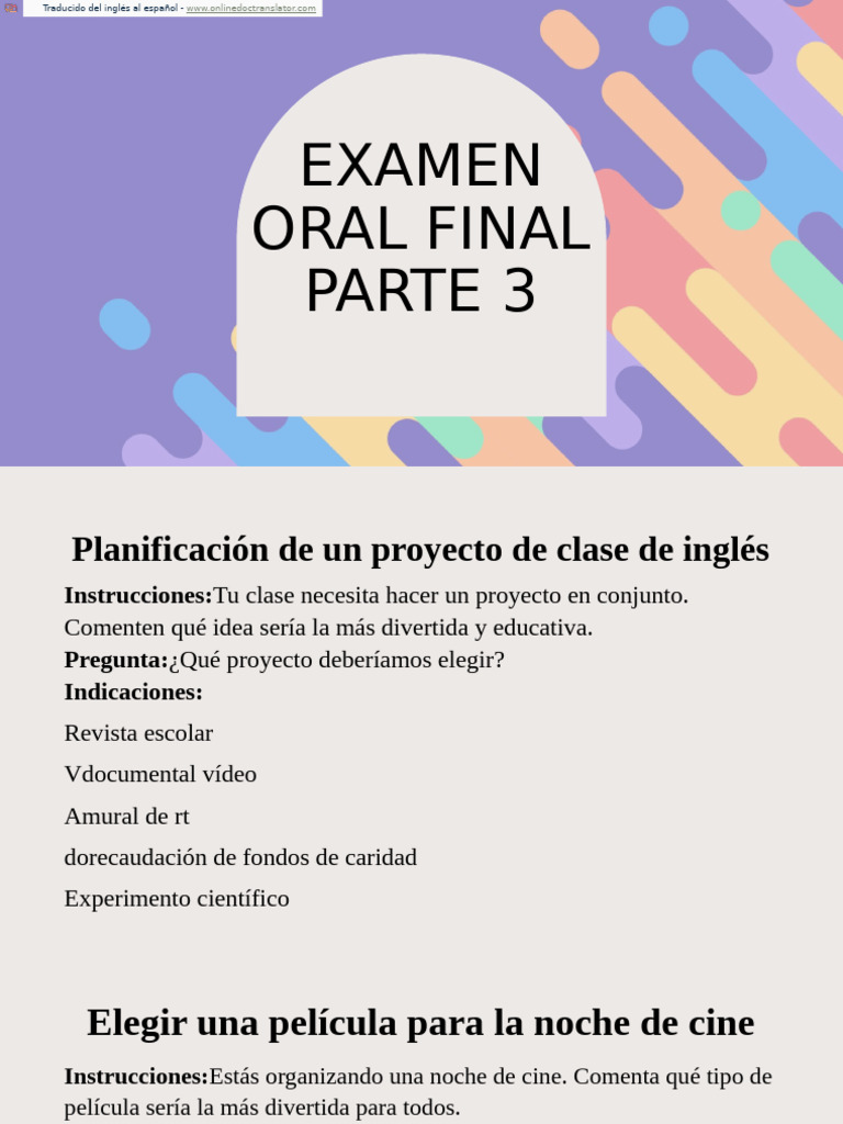 Final Oral Exam Part 3.en.es | PDF