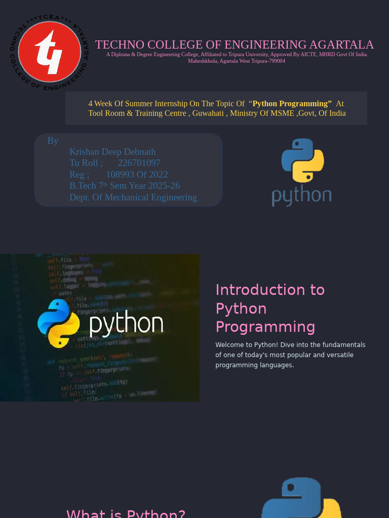 Introduction To Python Programming | PDF | Control Flow | Python ...