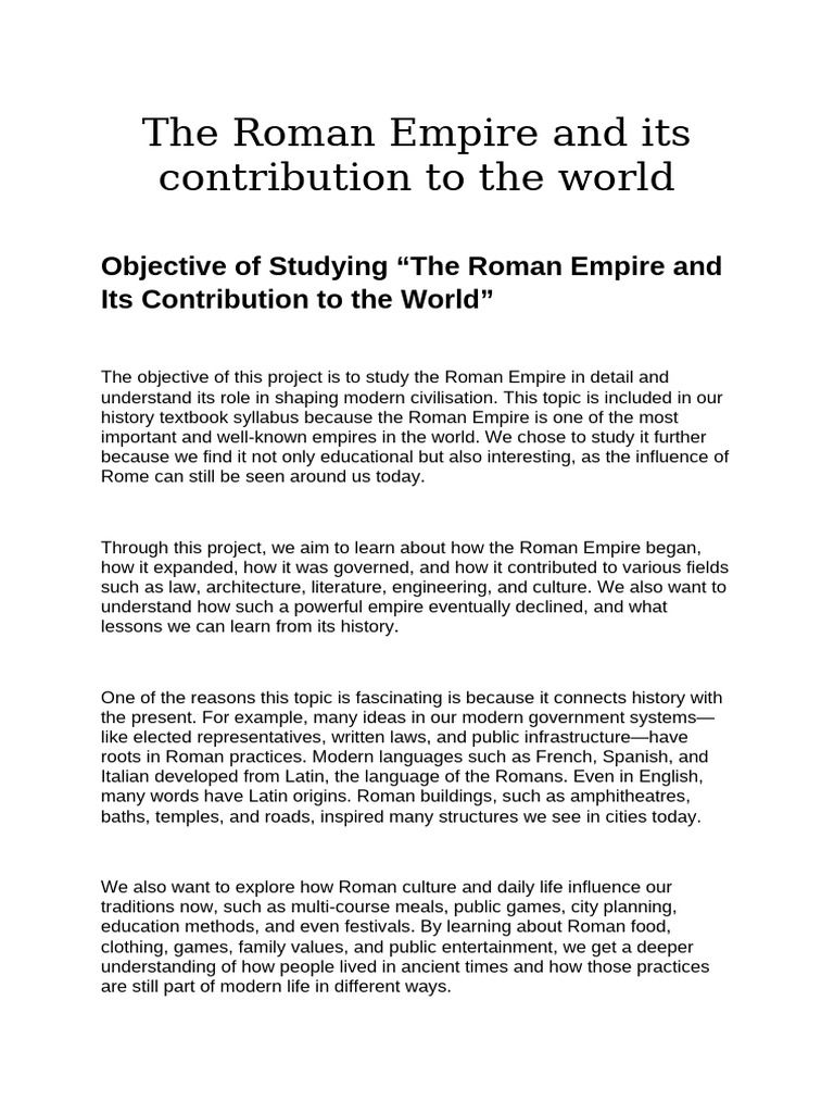 Roman Empire and Its Contribution to the World | PDF | Latin | Latin ...