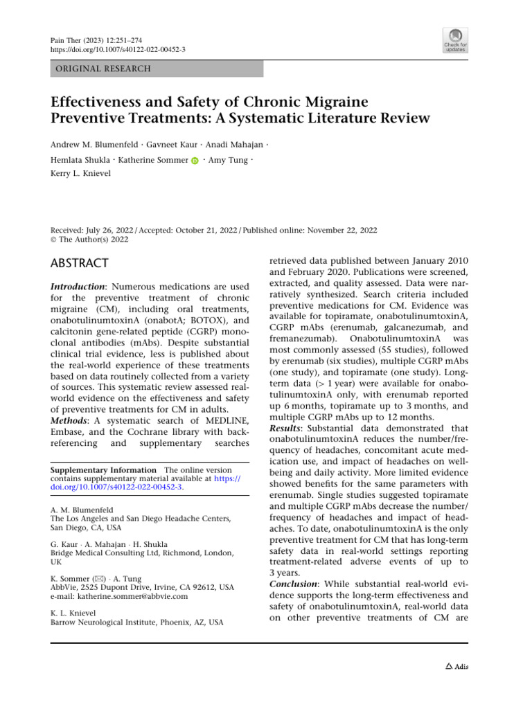 2022 Article 452 | PDF | Migraine | Medicine