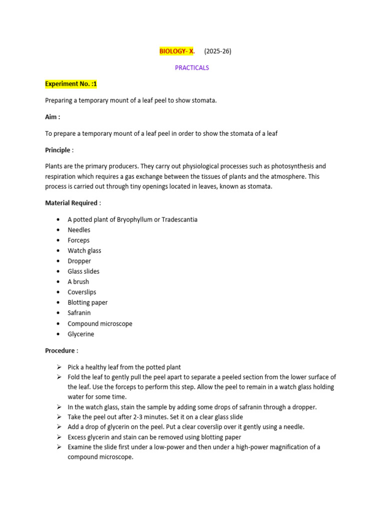 Bio Lab- x 25-26-Wps Office | PDF | Leaf | Seed