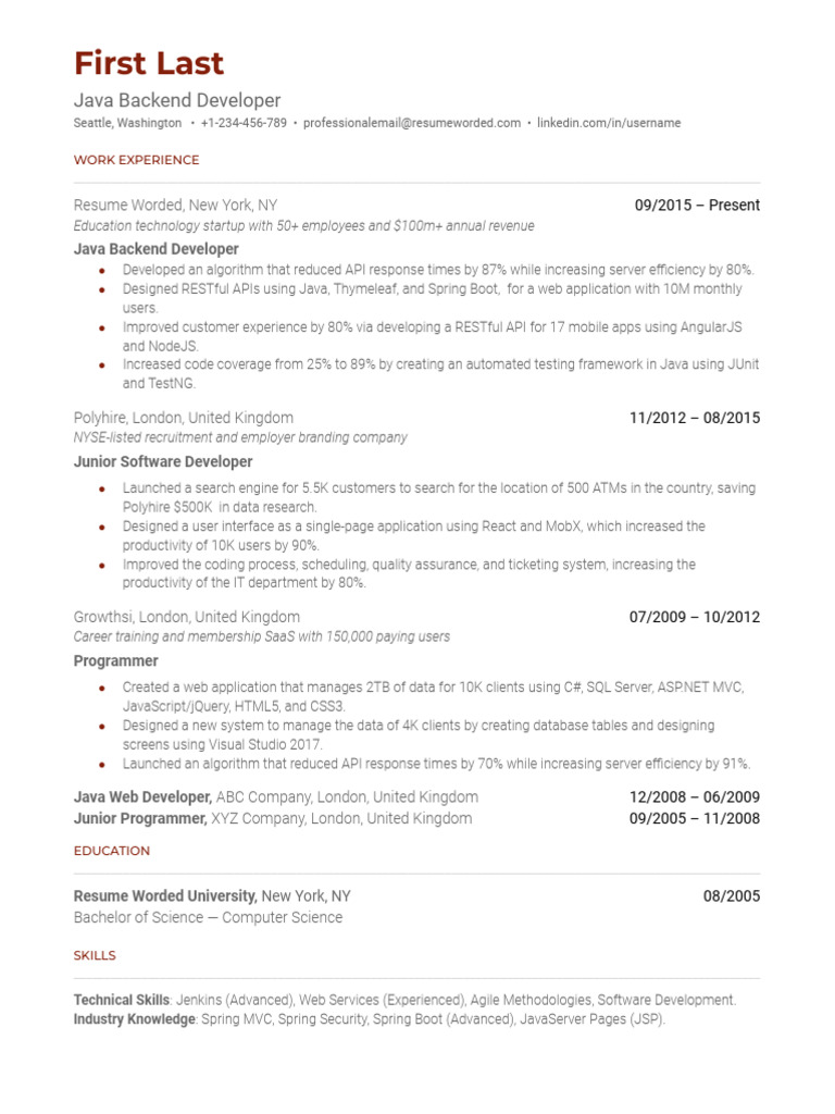 Java-backend-Developer - Template 16 | PDF | Web Application | Software ...