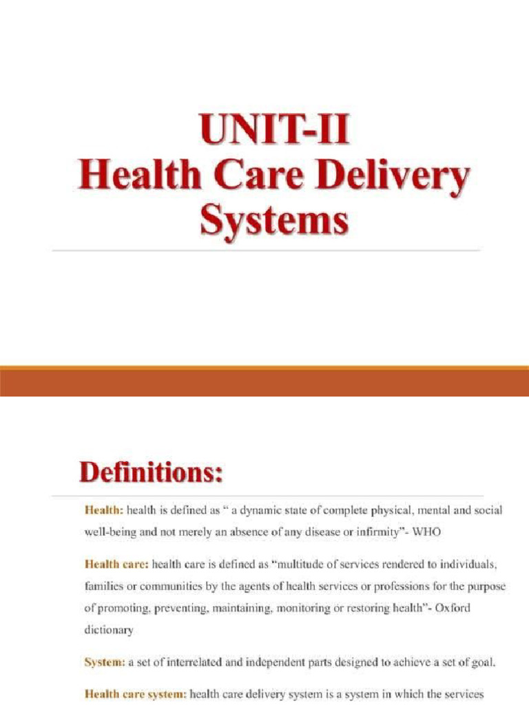 Health Care Delivery System | PDF
