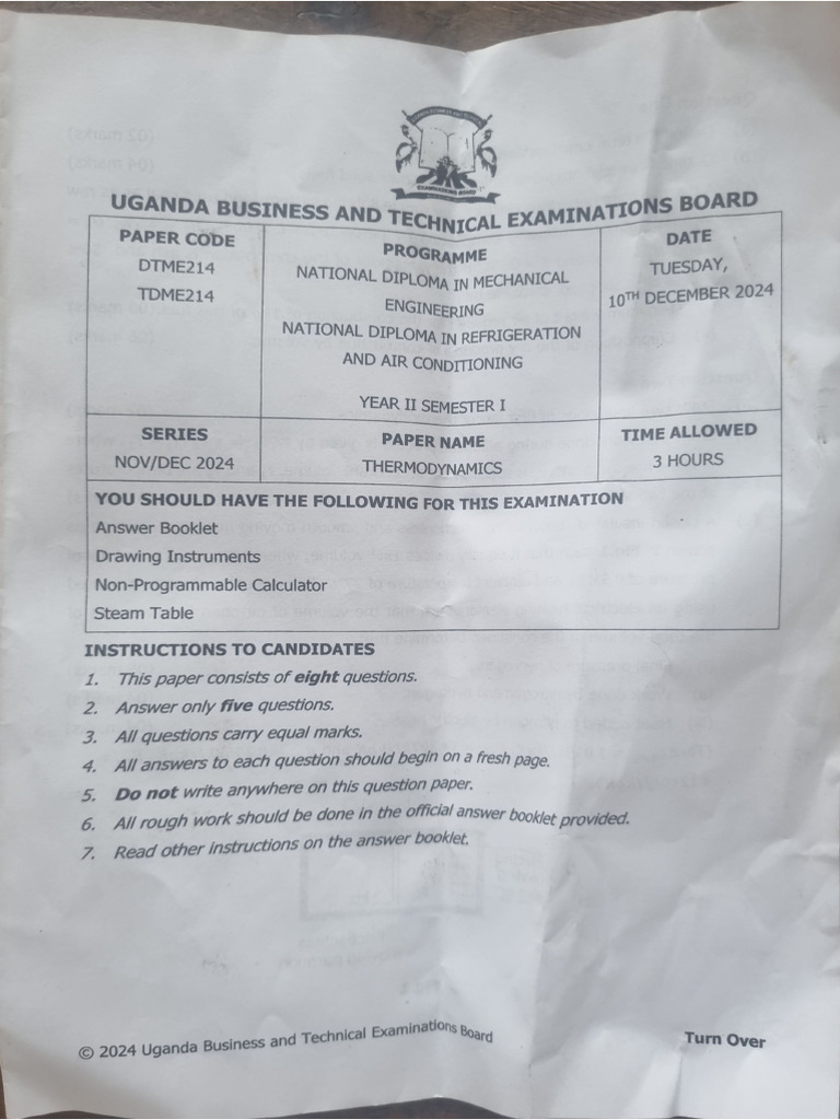 Thermodynamics Ubteb Papers | PDF | Heat | Gases