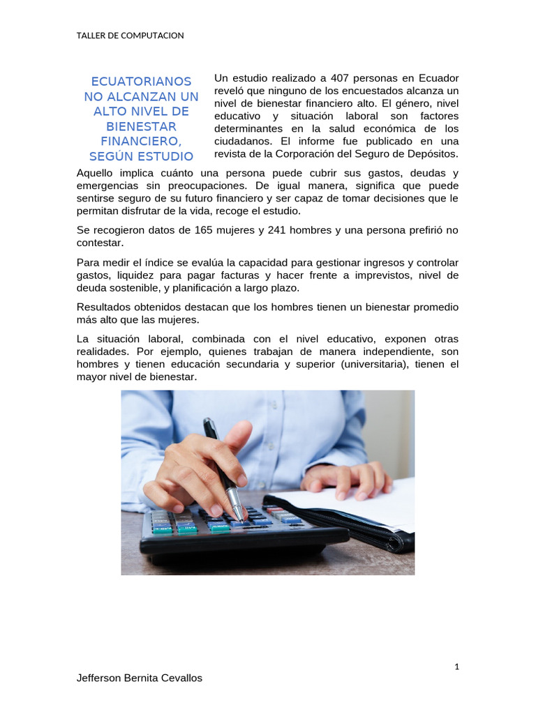 TALLER - Jefferson Bernita Cevallos | PDF