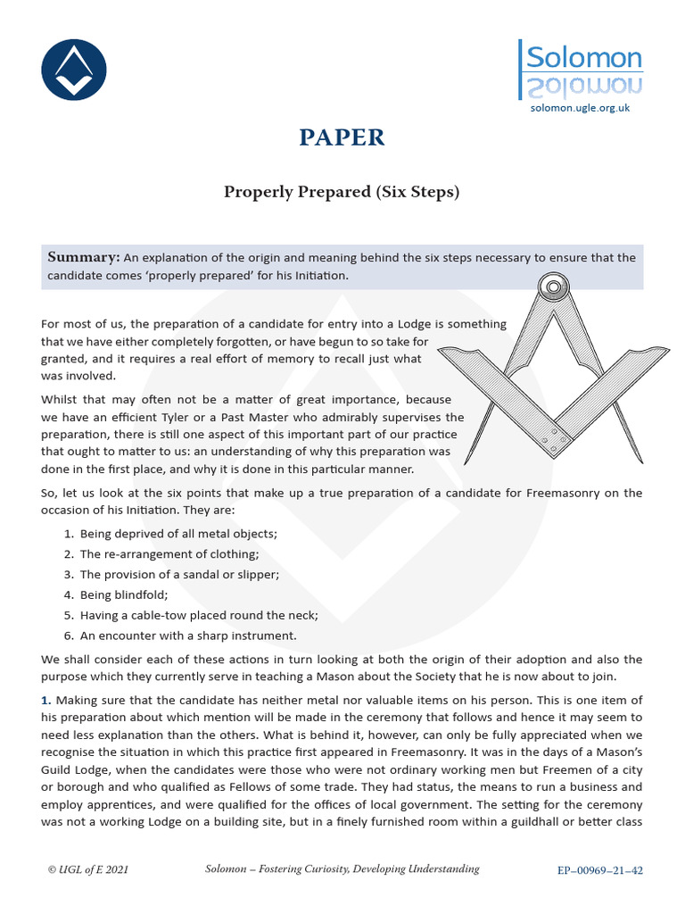 EP-00969-21-42 - Properly Prepared (Six Steps) | PDF | Freemasonry ...
