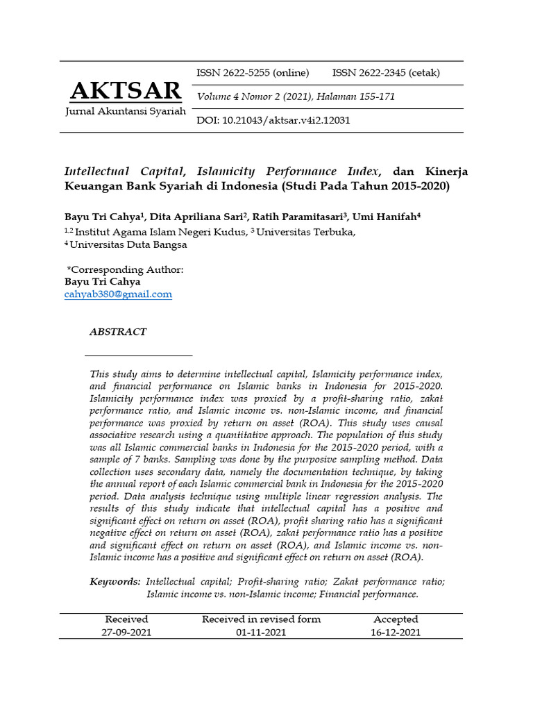 Pengaruh Modal Intelektual pada ROA Bank Syariah | PDF